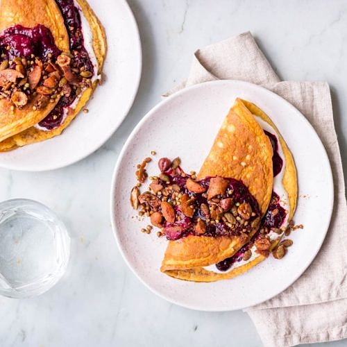 Sweet Cinnamon Omelette with Berries - Nourish Everyday